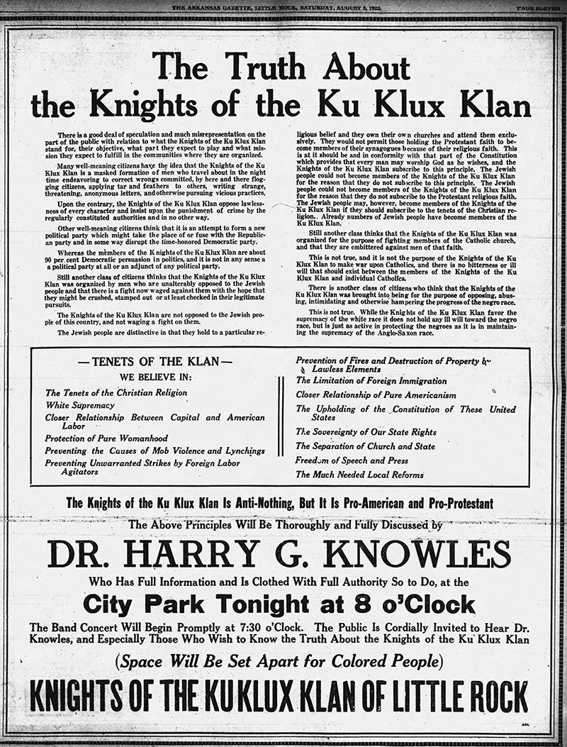 Ku Klux Klan (after 1900) - Encyclopedia of Arkansas