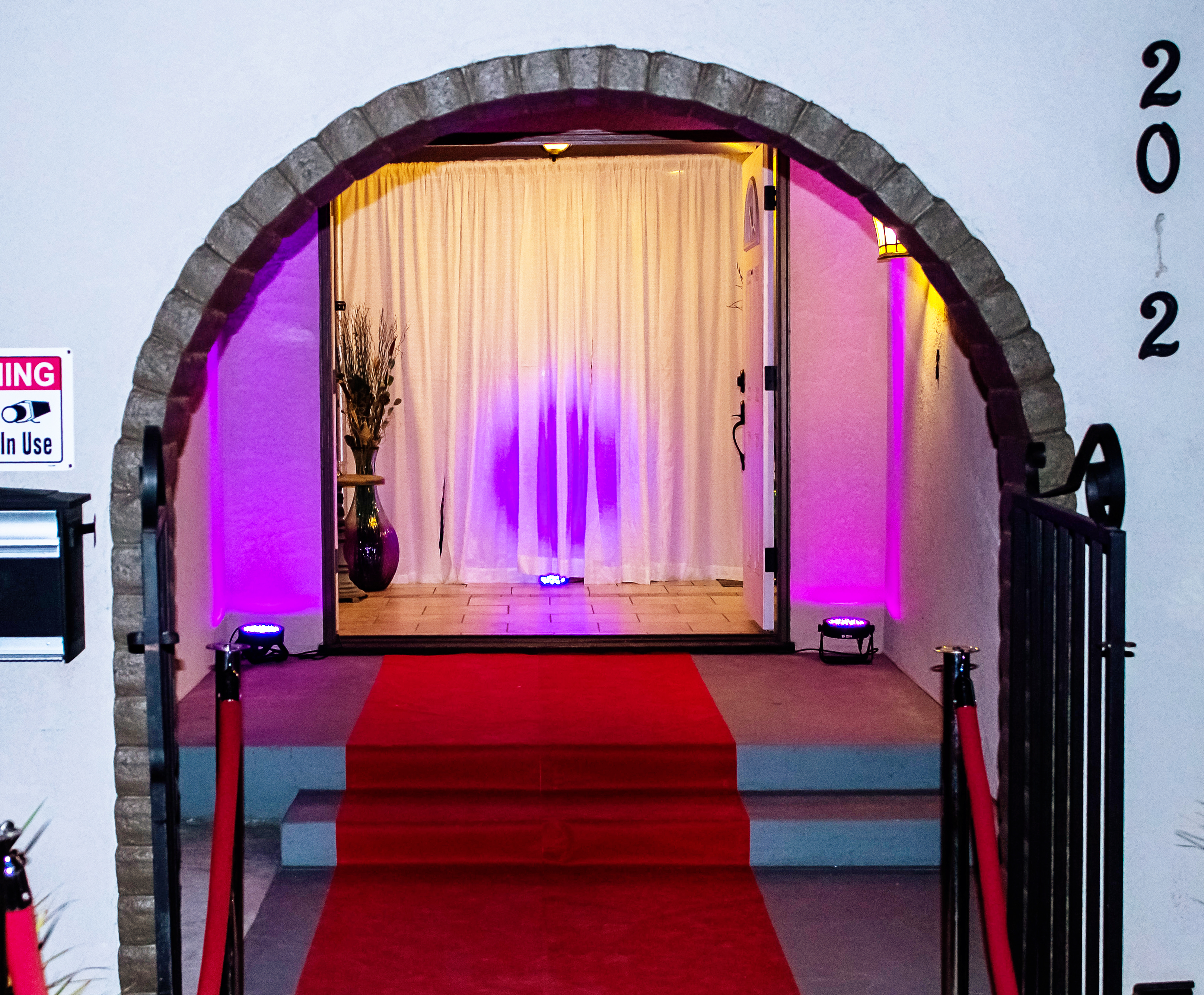 Lighting a red carpet entrance