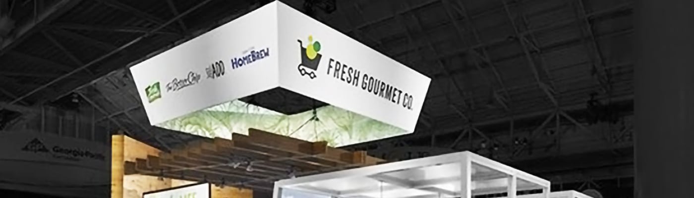 Get Your Exhibit Noticed with Overhead Structures and Hanging Signs ...