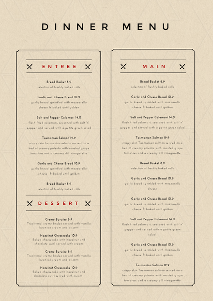 Blue, Red & White Food Menu Template - Easil