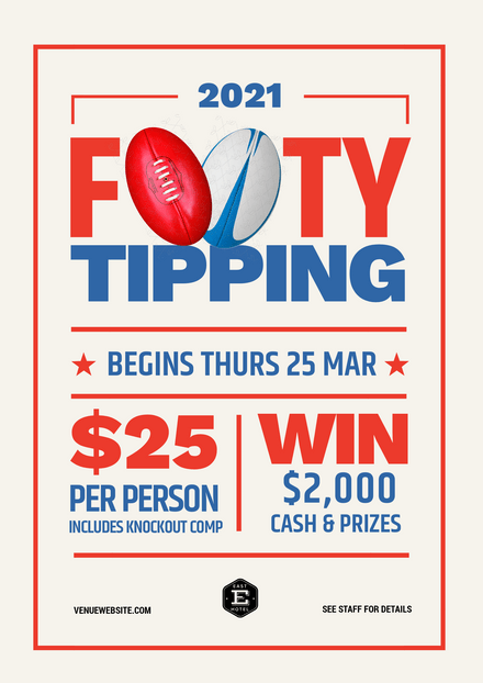 Footy Tipping Red & Blue Template with Footballs - Easil