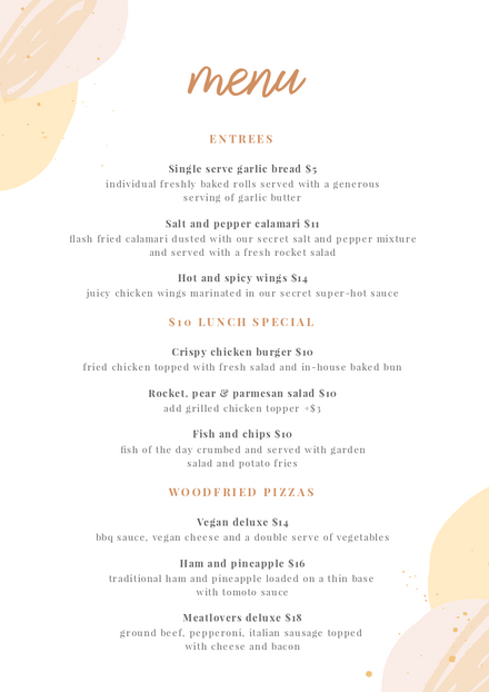 Pastel Scribbles Menu Template - Easil