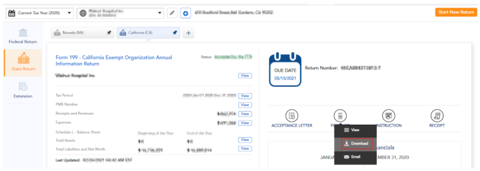 Where do I access my CA Form 199?