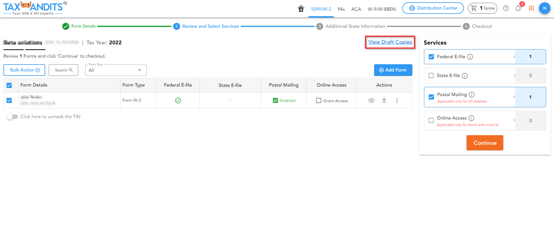 How to download the draft copies of my 1099/W-2 forms?