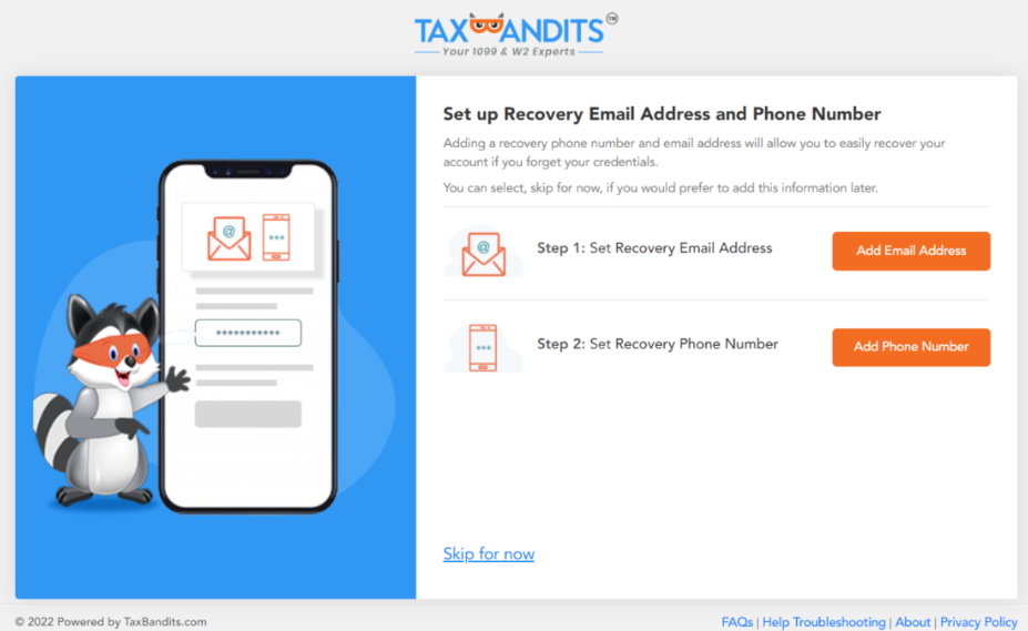 How Do I Add A Recovery Email Address And Phone Number To TaxBandits 