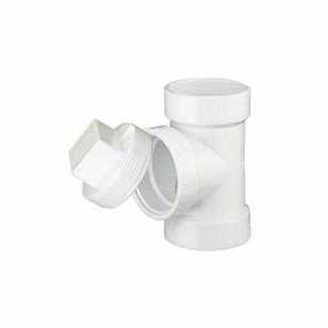 3 in PVC DWV Test Tee With Plug, Hub x Hub x FNPT | Famous Supply