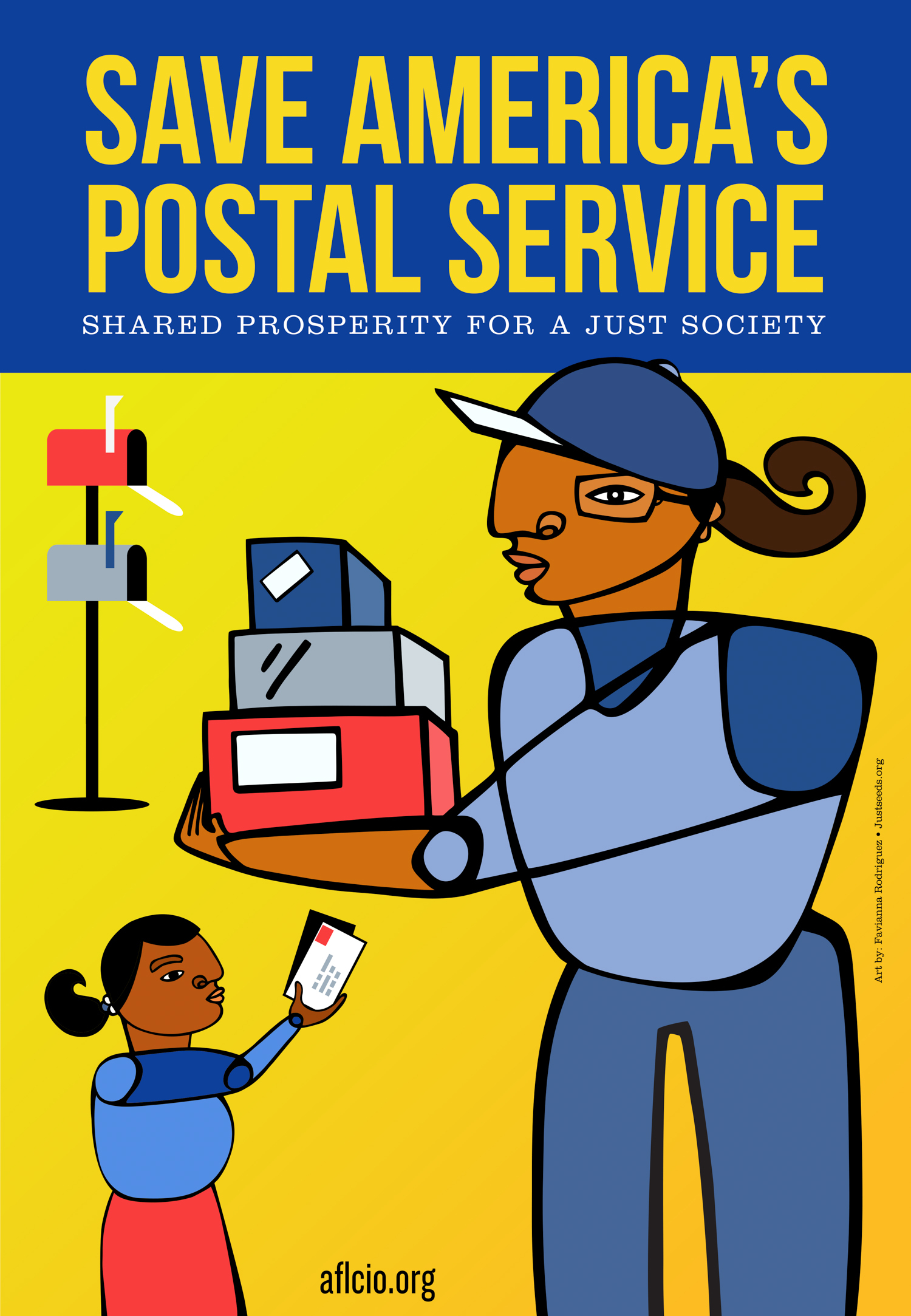 Save America's Postal Service | work of art by Favianna Rodriguez