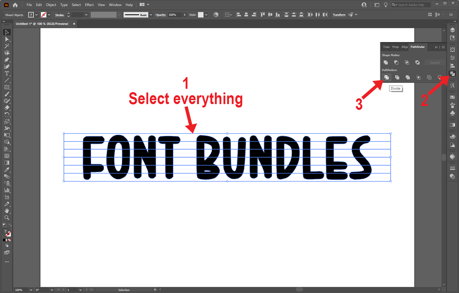 Create A Stacked Text Design In Illustrator Design Bundles