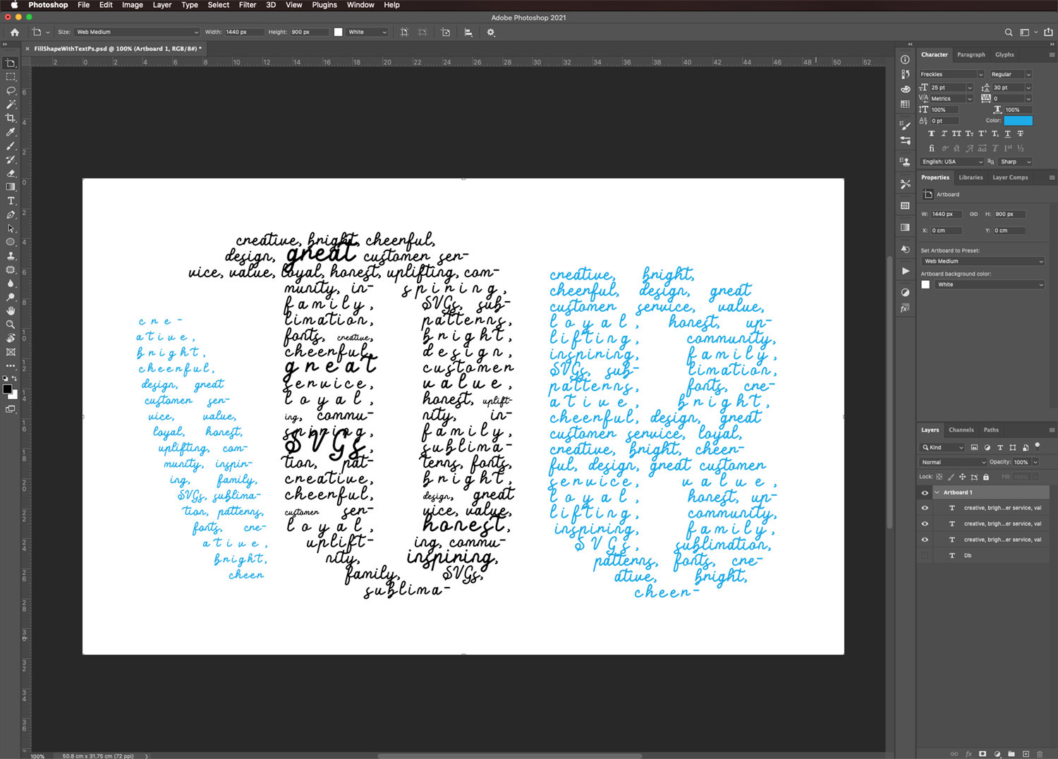 Fill A Shape With Text In Photoshop Design Bundles