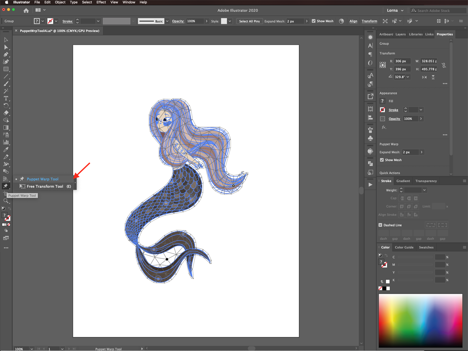 Using The Puppet Warp Tool In Illustrator Design Bundles