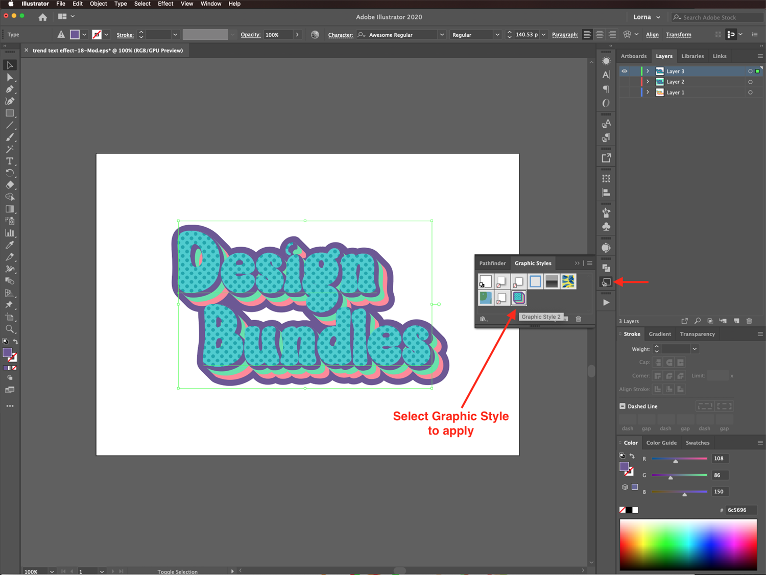 Use Text Effects In Illustrator 1 Click Design Bundles