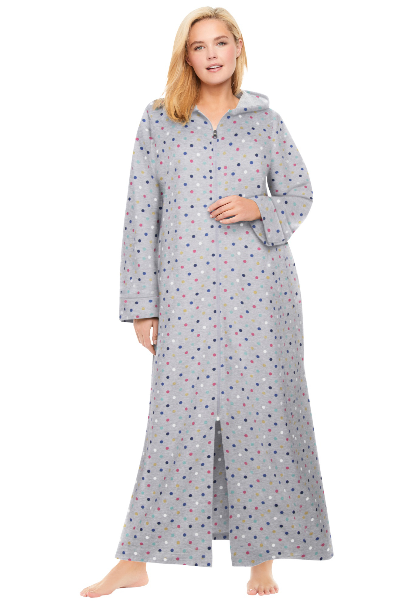 Dreams & Co. Women's Plus Size Hooded Fleece Robe | eBay