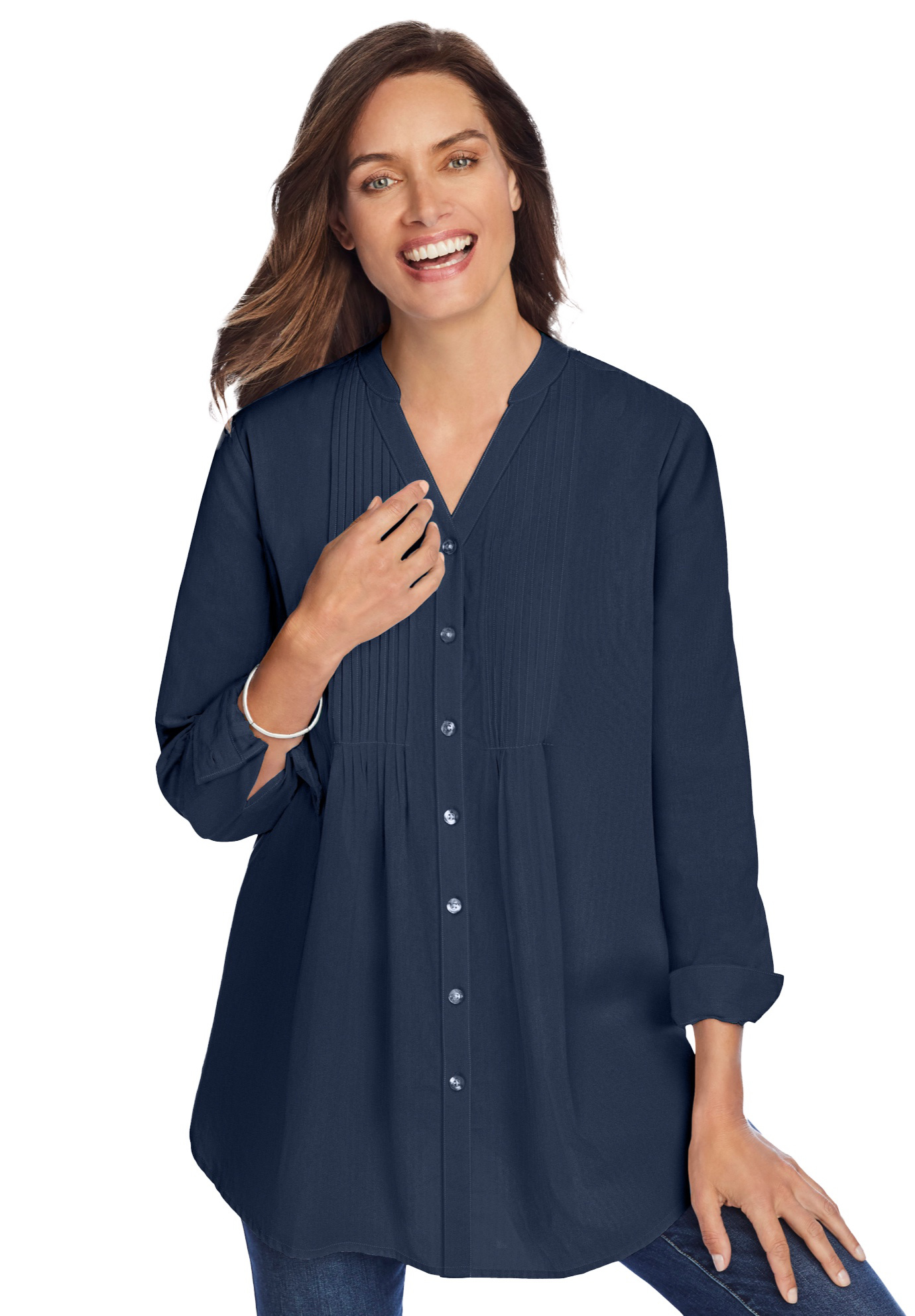 Woman Within Women's Plus Size Perfect Pintuck Tunic | eBay