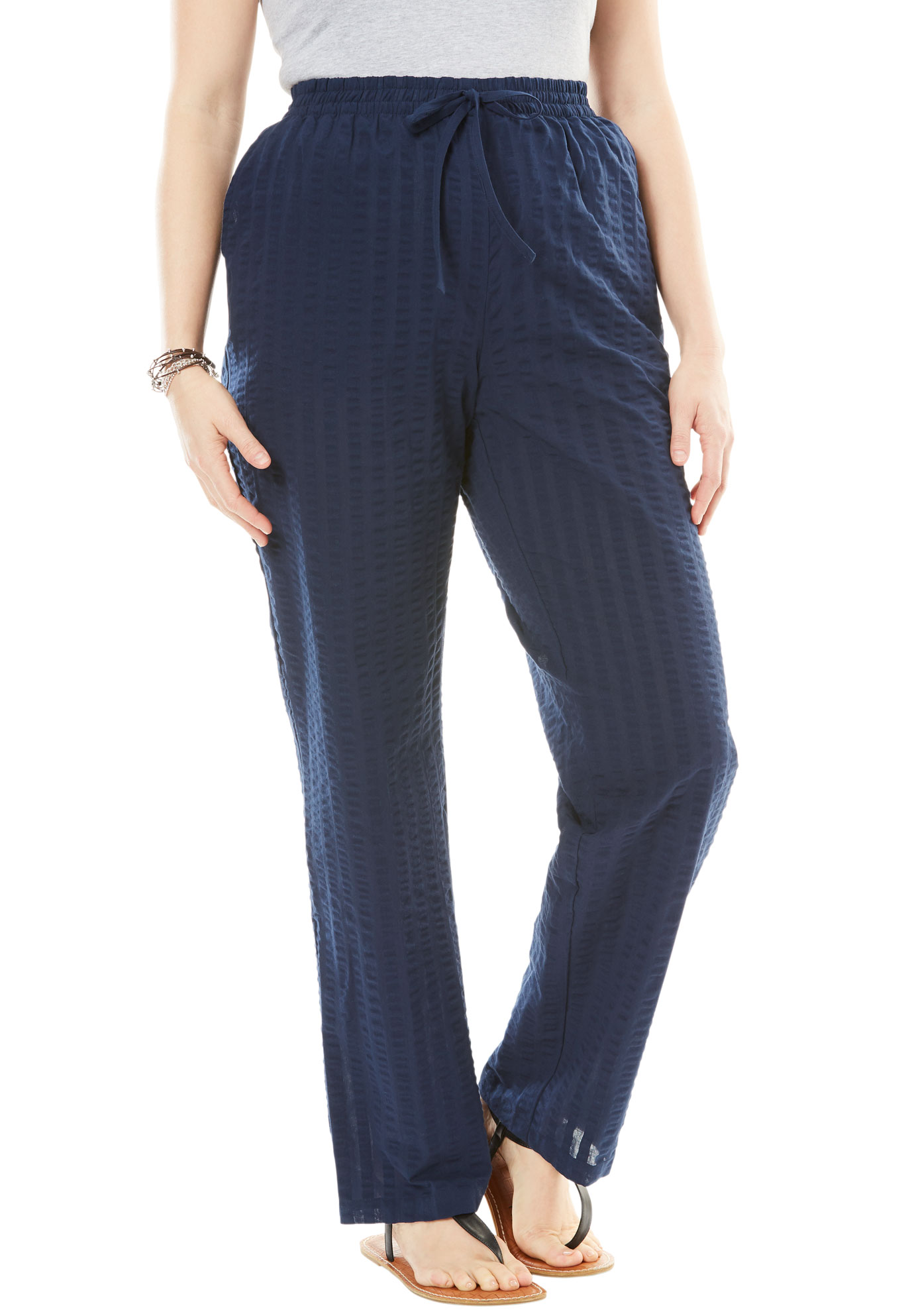 Woman Within Women's Plus Size Petite Seersucker Pant | eBay