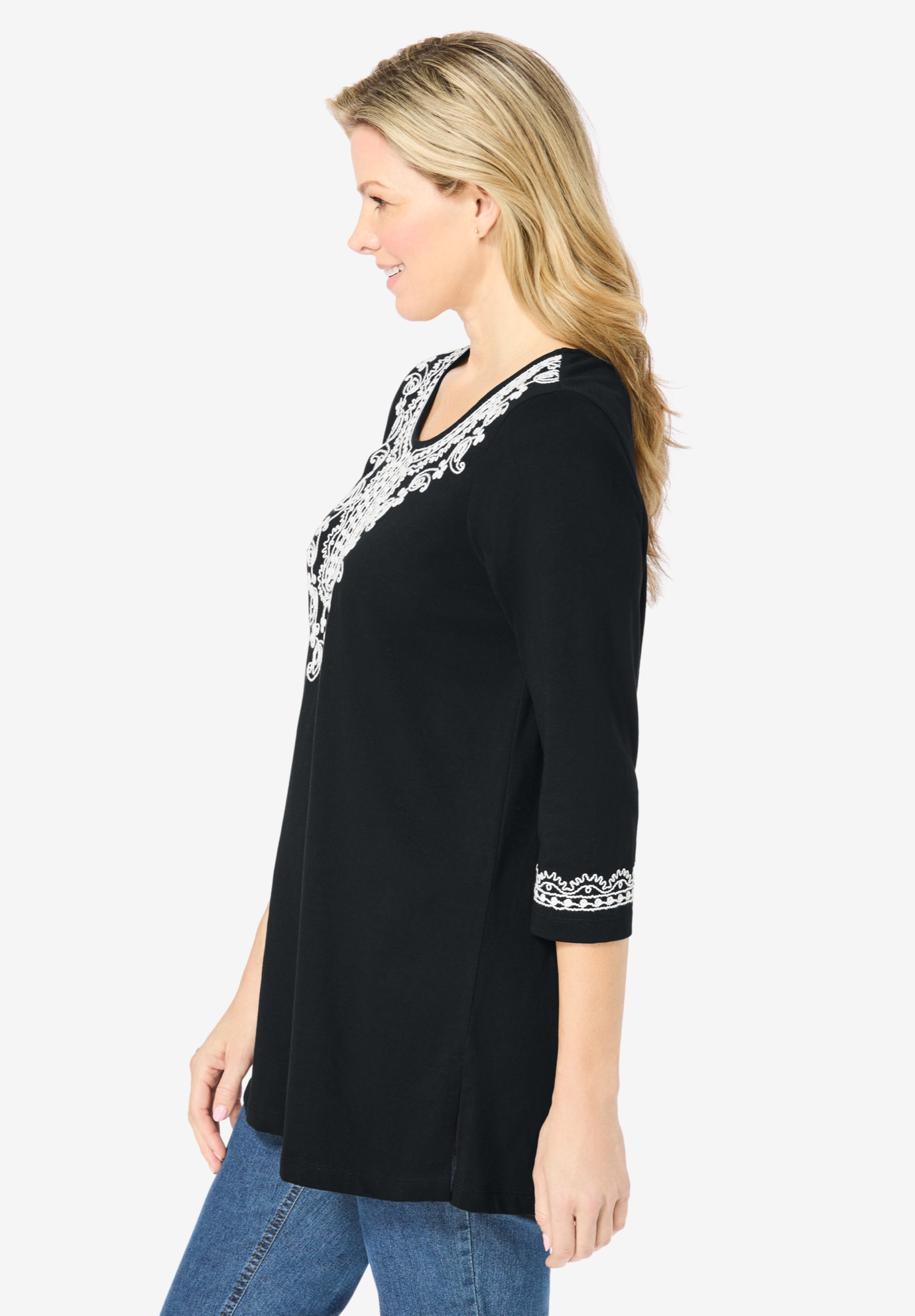 Woman Within Plus Size Embroidered Knit Tunic | eBay