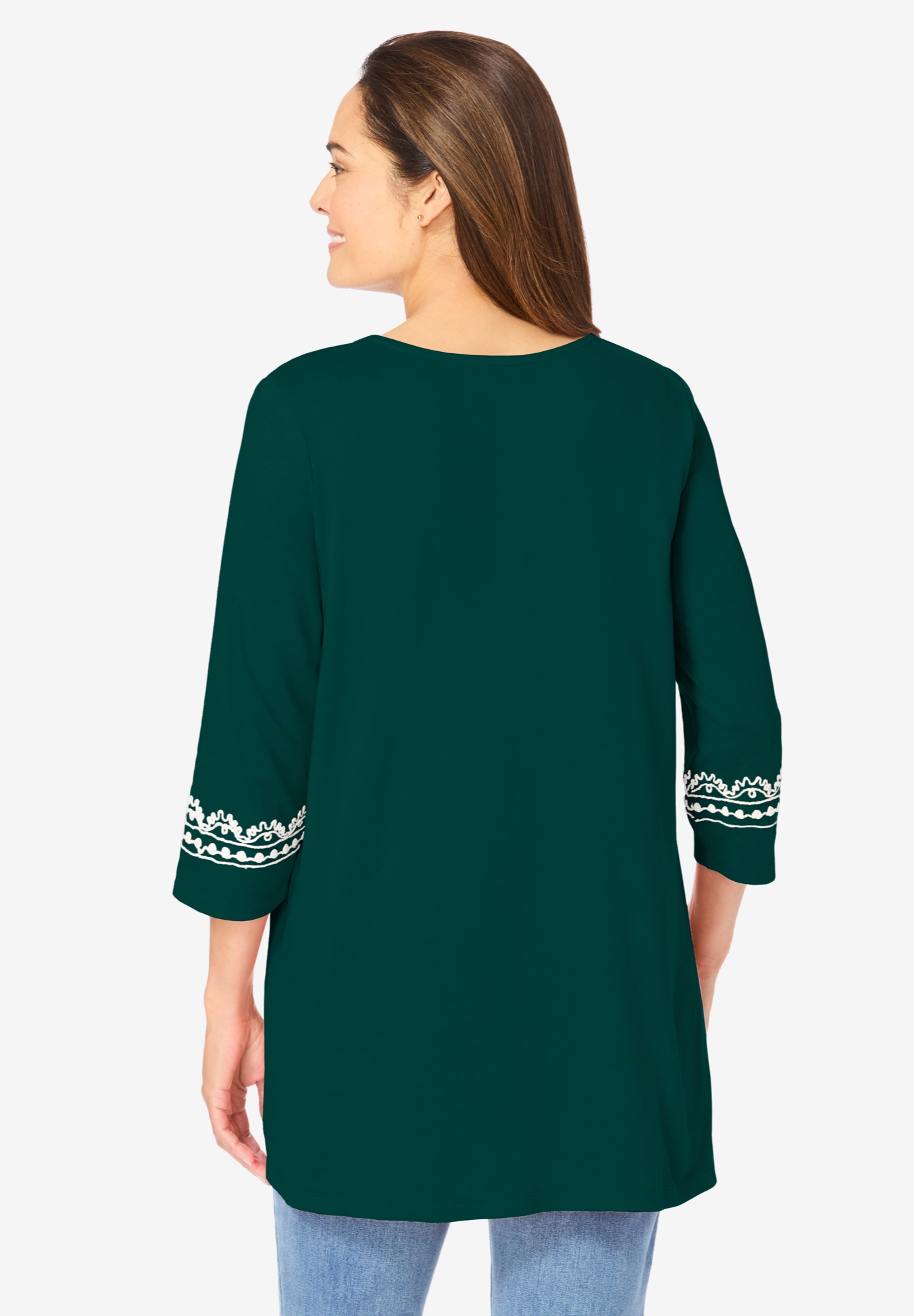Woman Within Plus Size Embroidered Knit Tunic | eBay