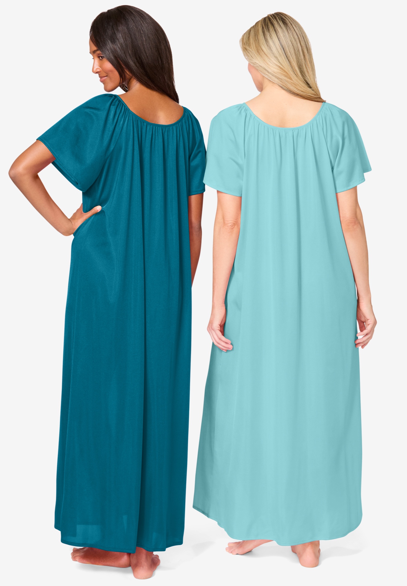Only Necessities Plus Size 2-Pack Long Silky Gown | eBay