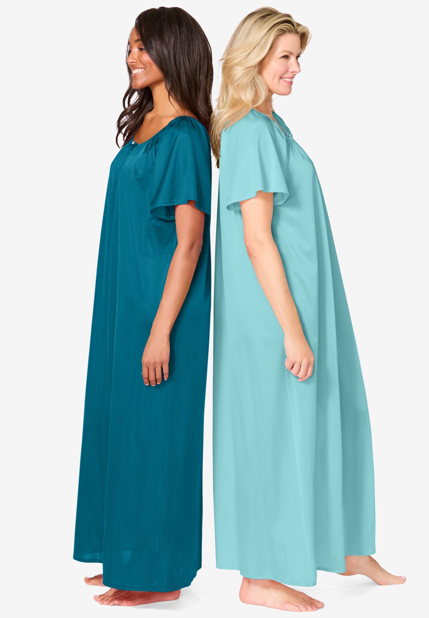 Only Necessities Plus Size 2-Pack Long Silky Gown | eBay