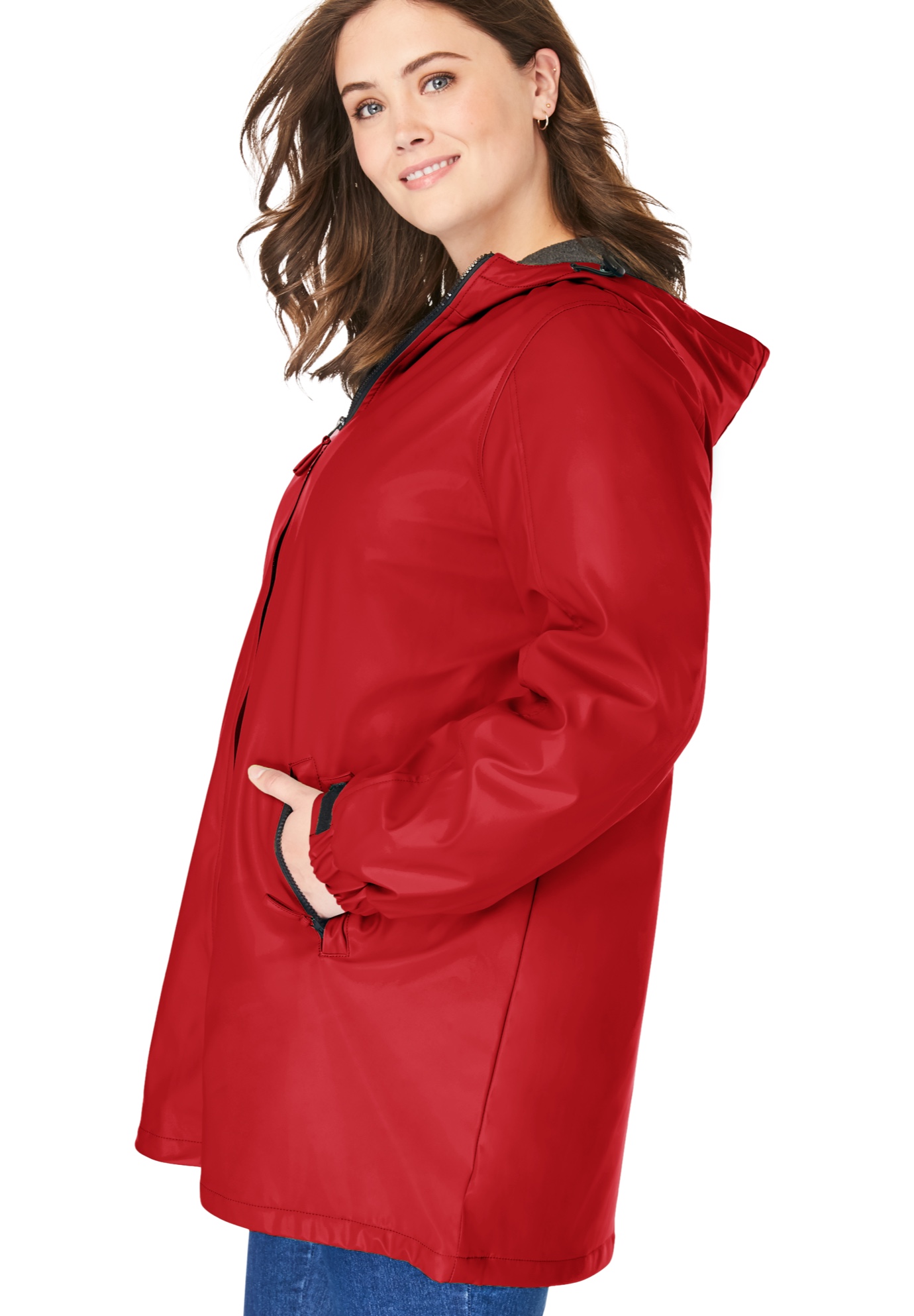Woman Within Plus Size Hooded Slicker Raincoat | eBay