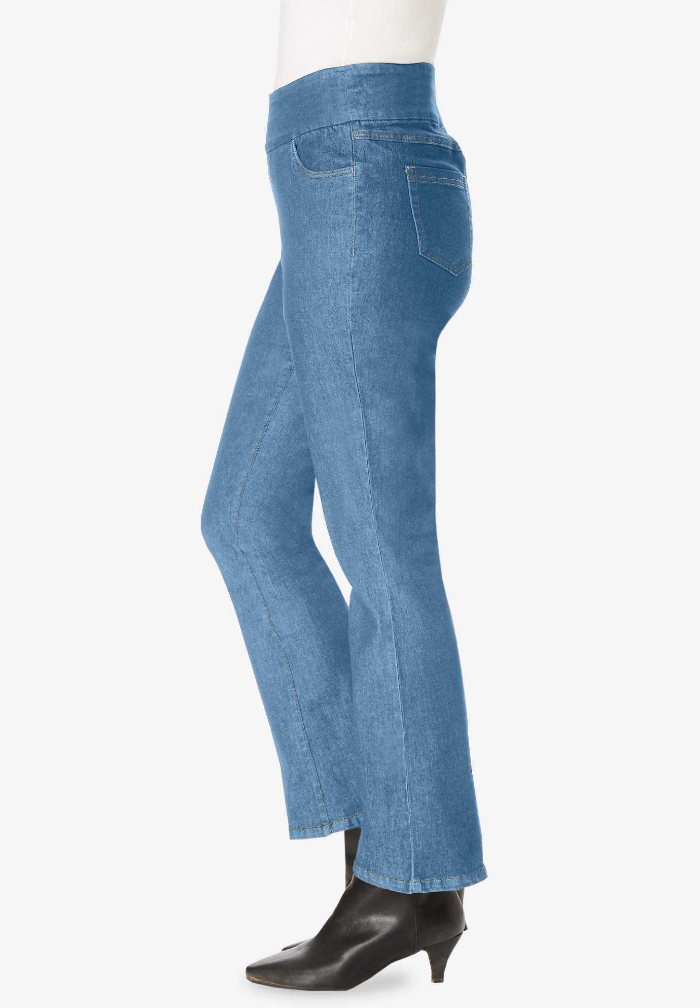 Woman Within Plus Size Tall Pull-On Bootcut Gap-Free Stretch Denim ...