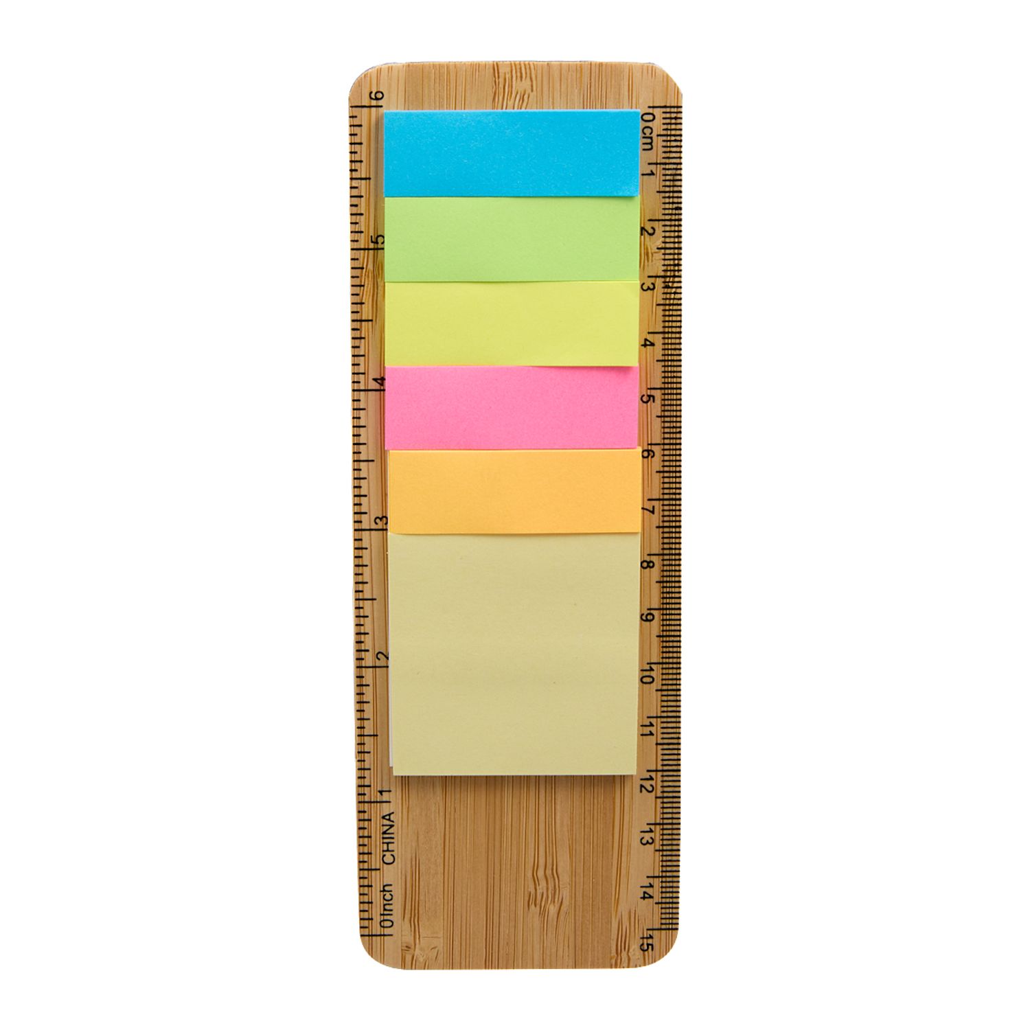 Custom FSC Certified Bamboo Ruler with Sticky Notes - Coastal Reign