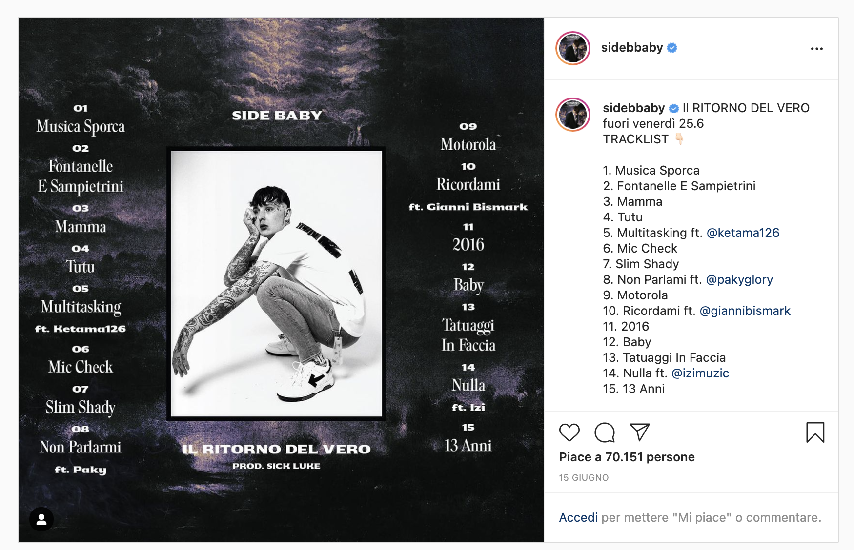 Side Baby - Il ritorno del vero Lyrics and Tracklist | Genius
