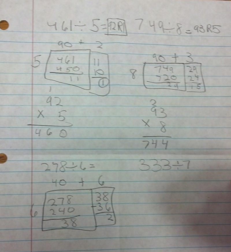 Fourth grade Lesson Using an Area Model to Divide Tens and Hundreds