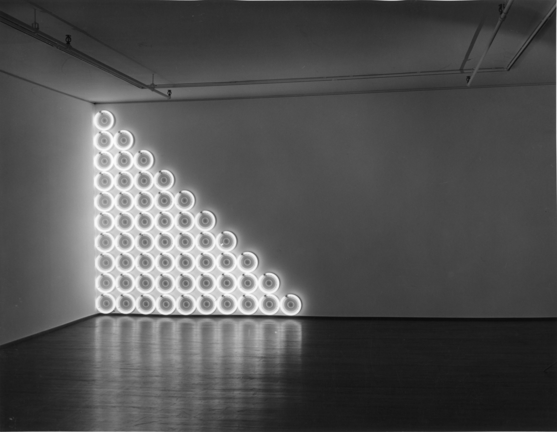 an exposition of cool white and warm white circular fluorescent light ...