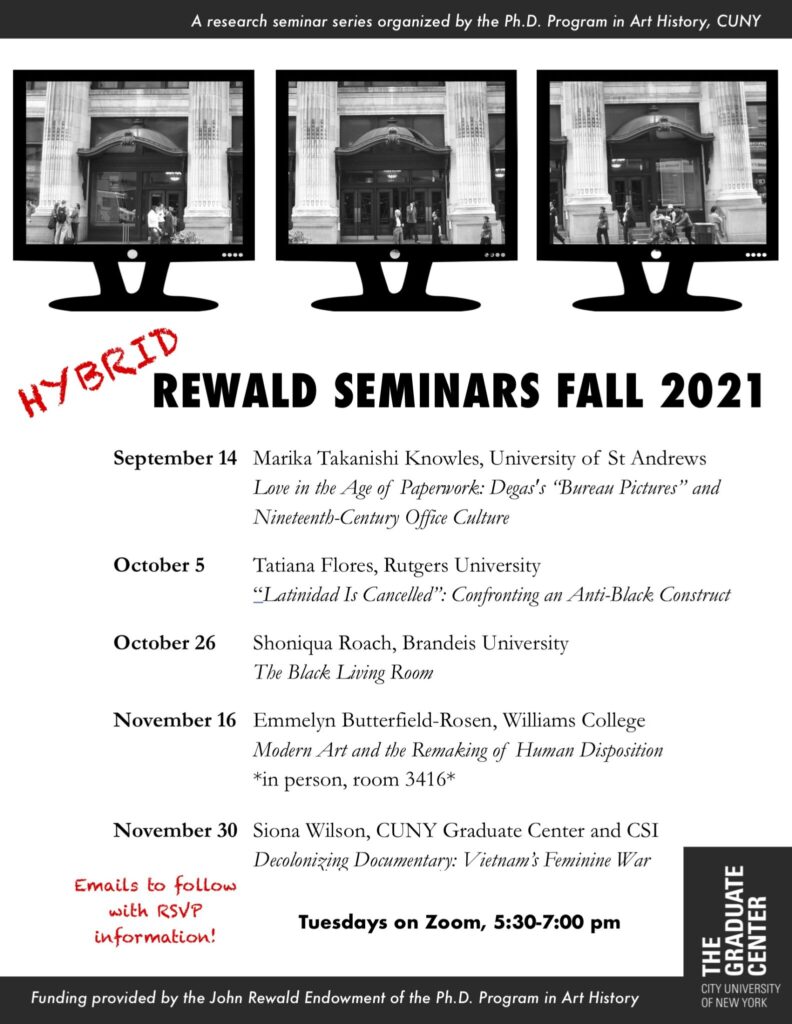 Fall 2021 Rewald Schedule | Art History Student Resources