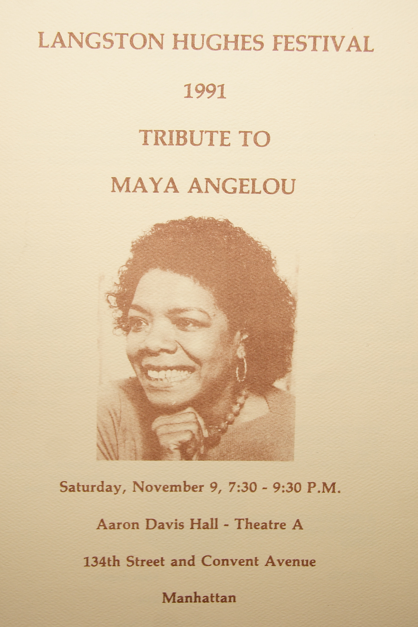 Maya Angelou – The Langston Hughes Festival at City College