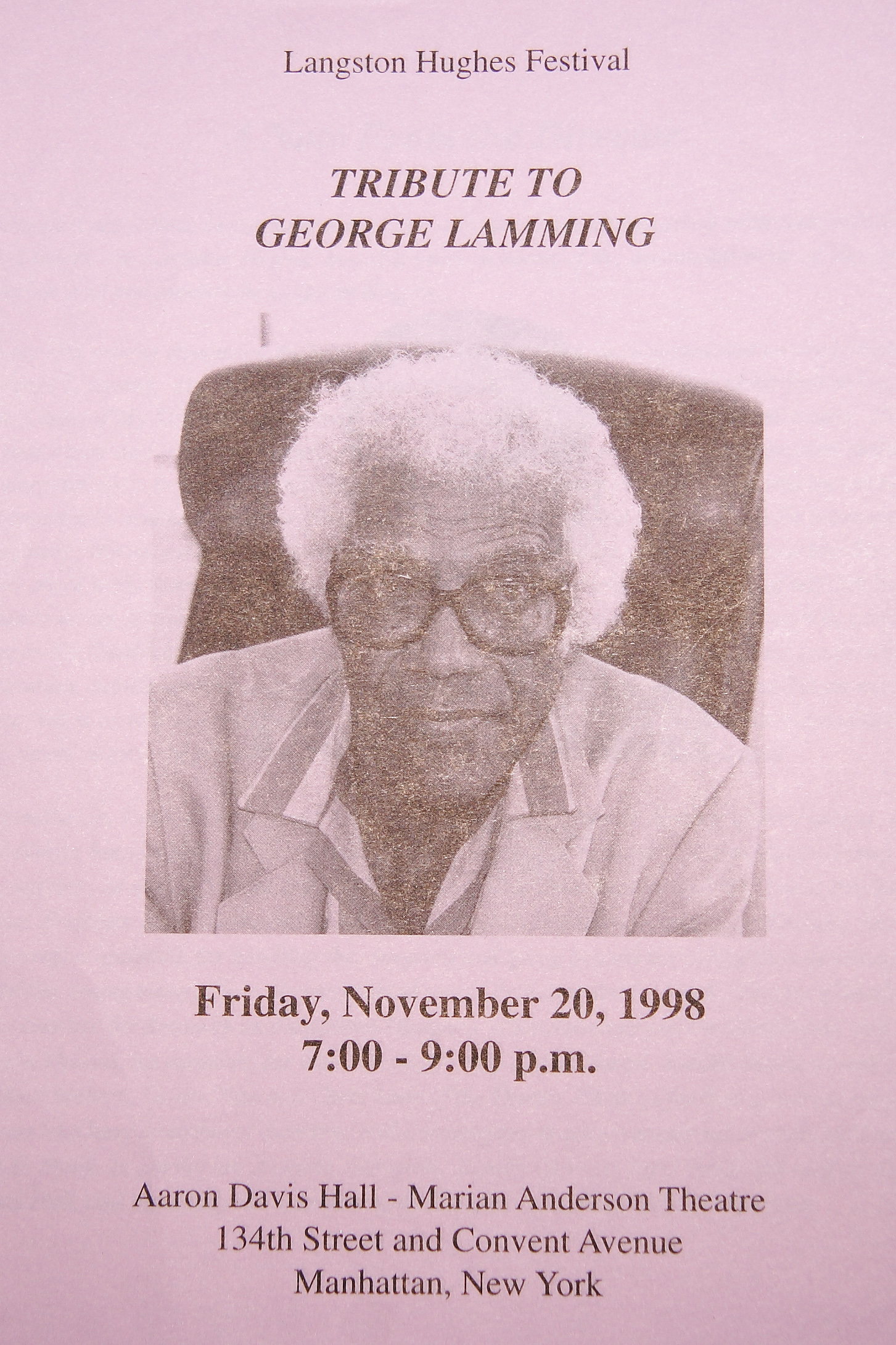 George Lamming – The Langston Hughes Festival at City College