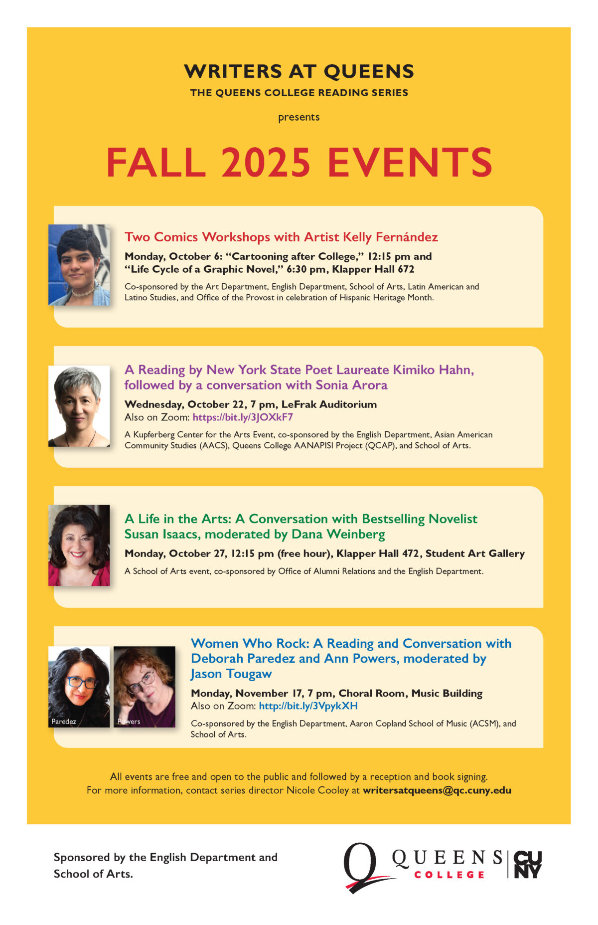 Writers at Queens Fall 2025 Events – MFA in Creative Writing & Literary ...