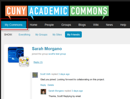"My Commons" - Your Personal Homepage - Help & Support