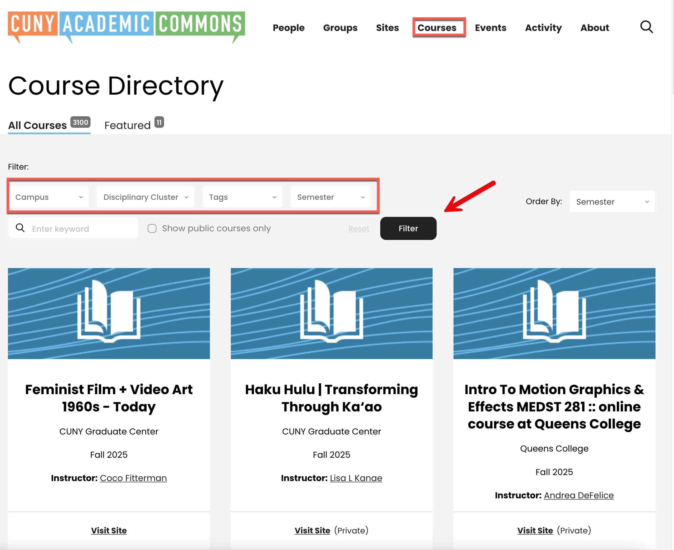 course directory - Help & Support