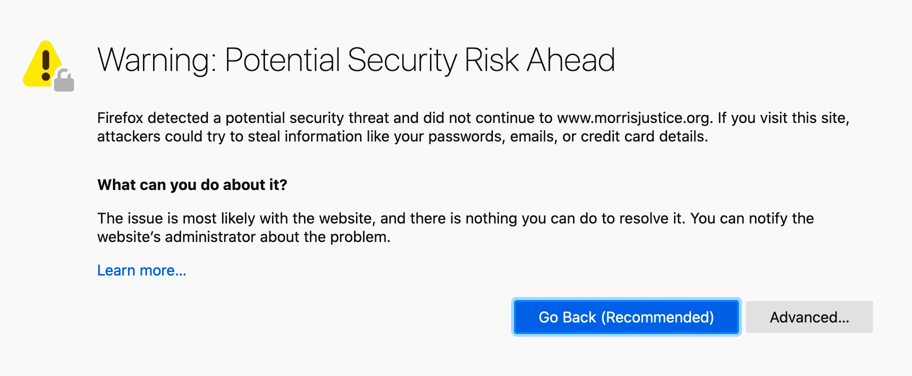ssl warning - Help & Support
