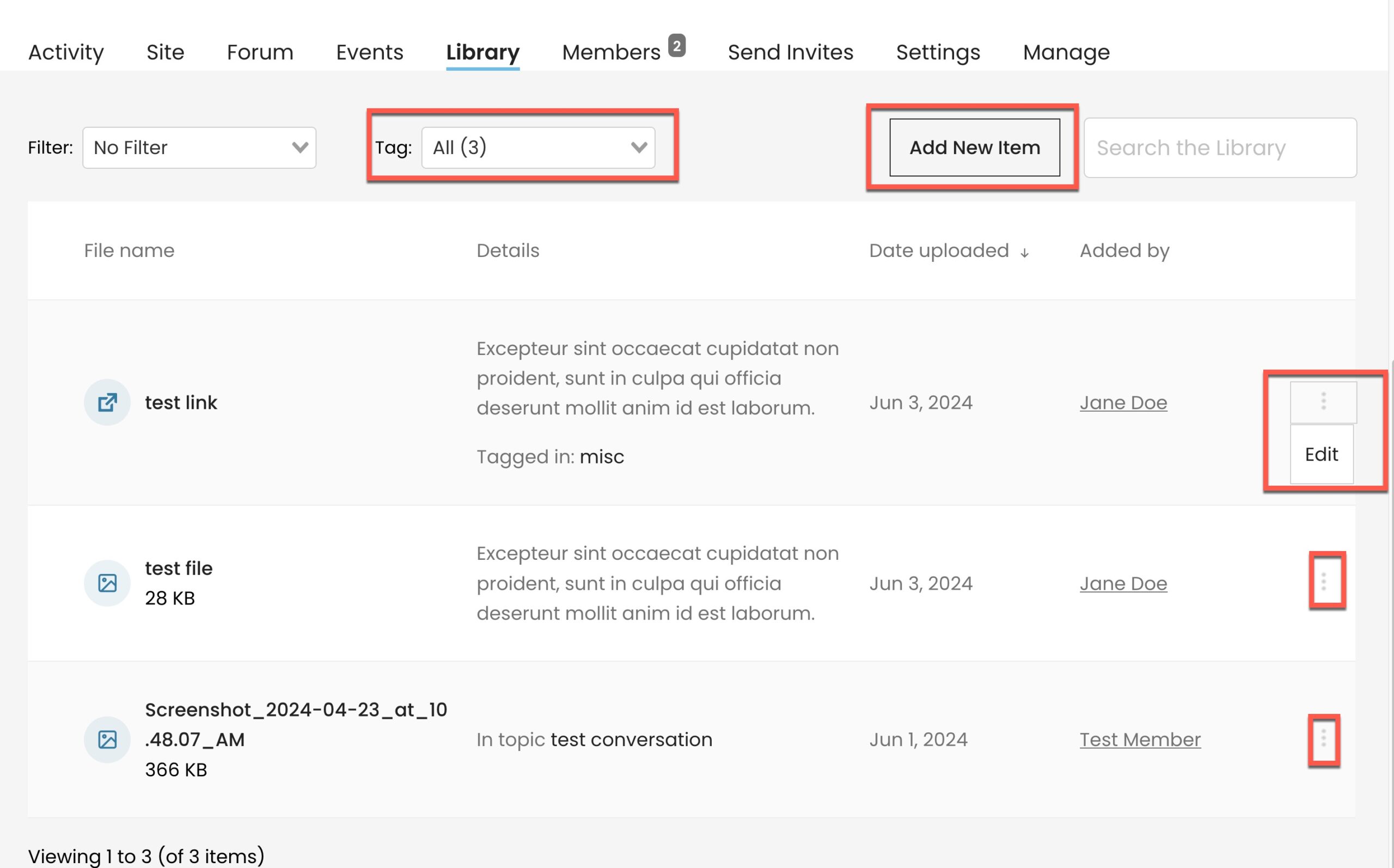 library tab - Help & Support