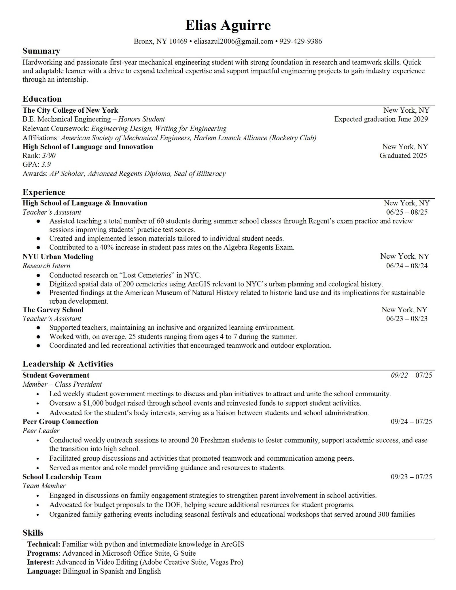 Resume | Elias Aguirre