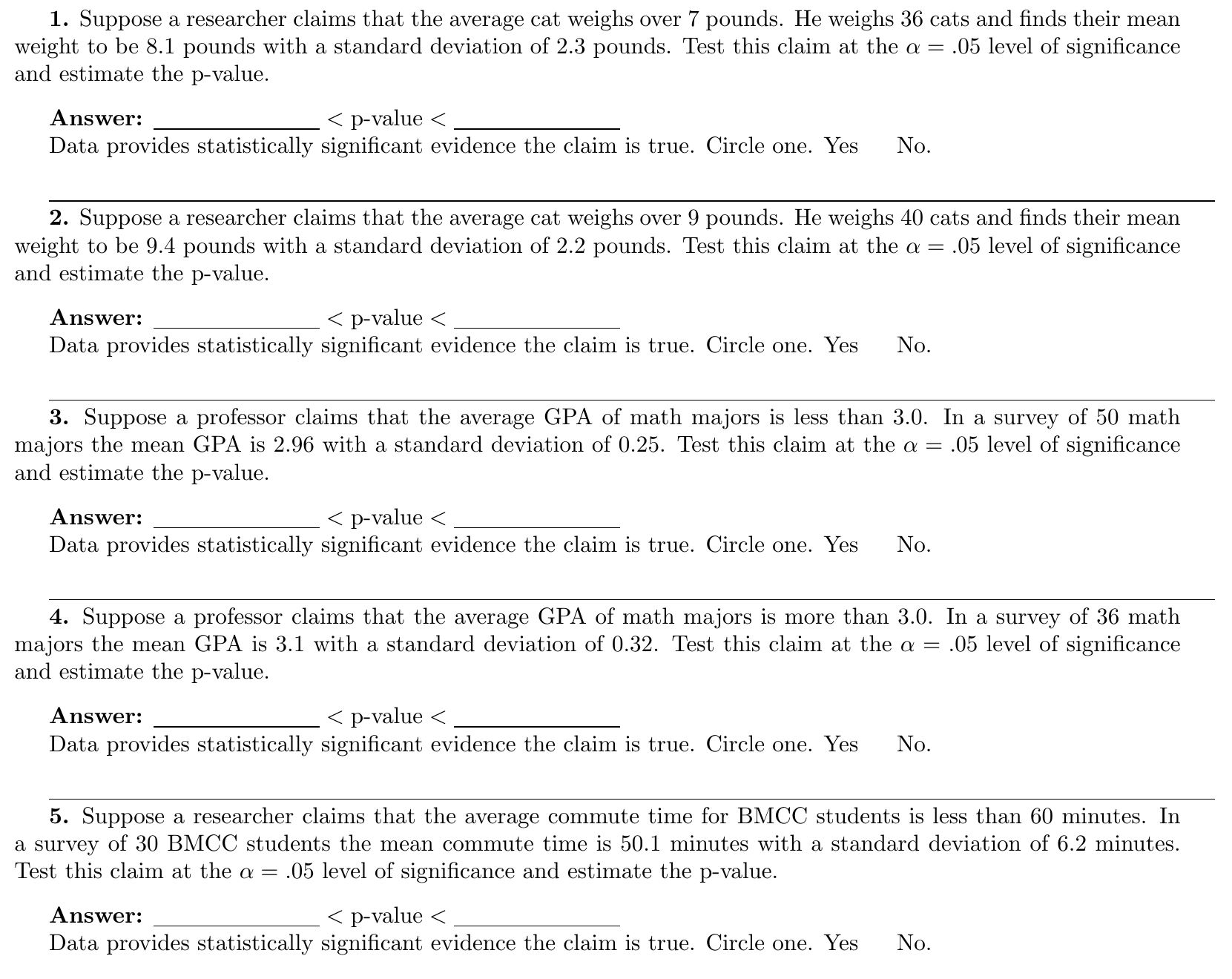 Hypothesis Testing: t-test questions and examples – OER Statistics Mat ...