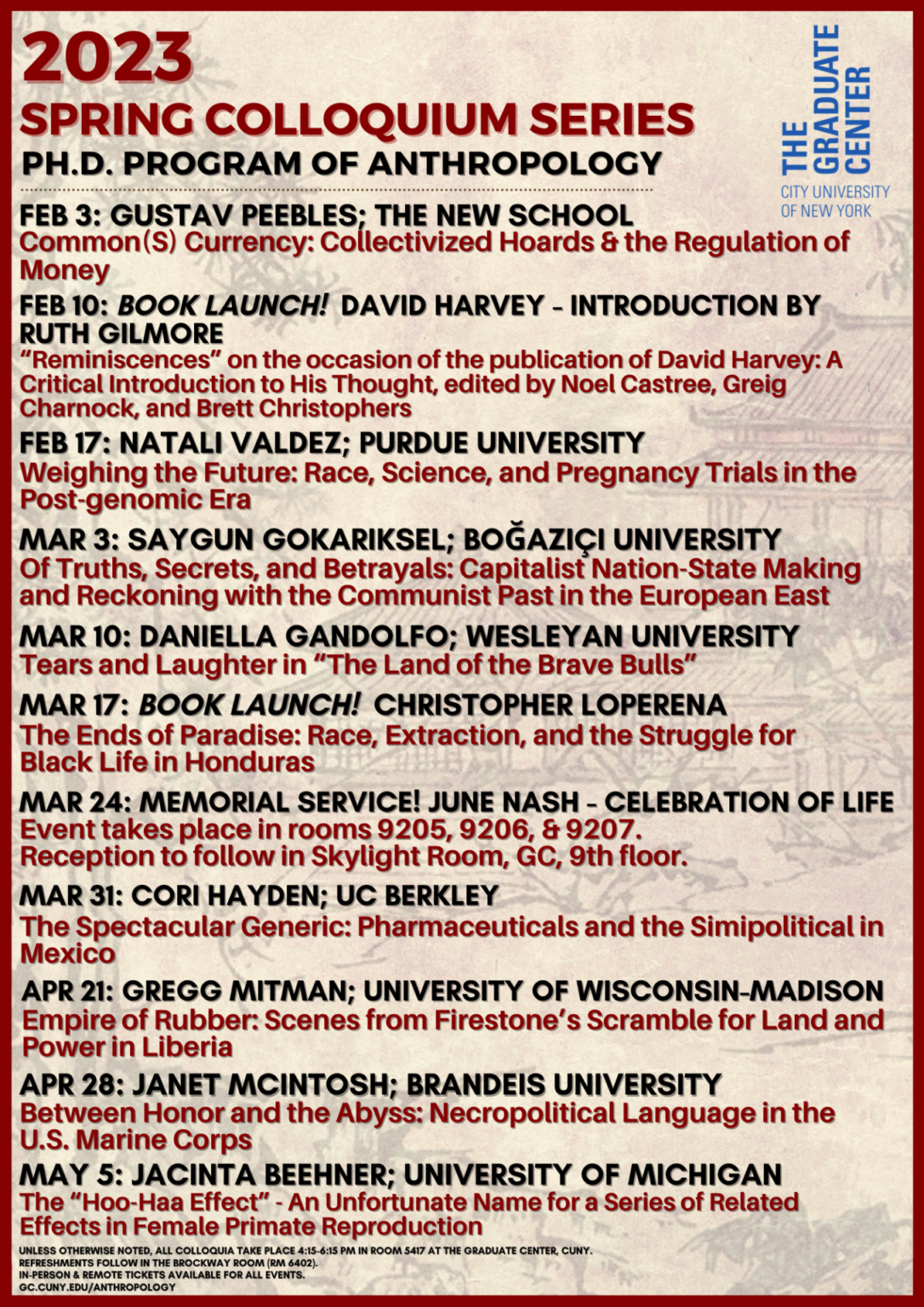 Spring 2023 Colloquium Series – Anthropology PhD Program Commons