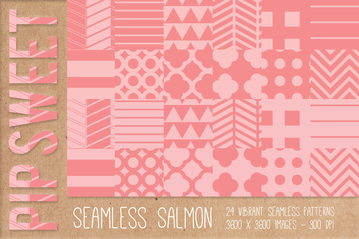 Seamless Salmon 24 Pattern Set ~ Patterns on Creative Market