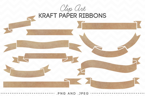 Kraft Paper Ribbons Banners Clip Art ~ Illustrations on Creative Market