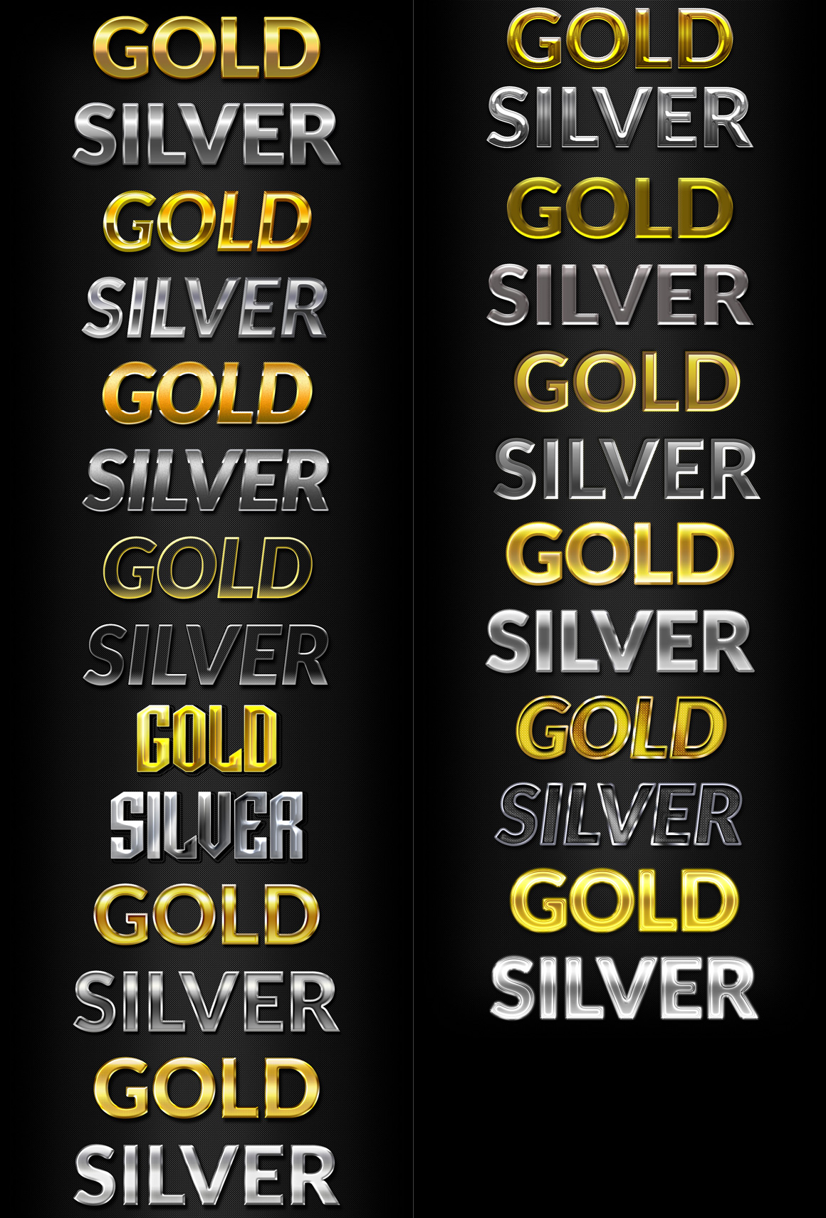 50 Gold & Silver Text Styles ~ Layer Styles on Creative Market