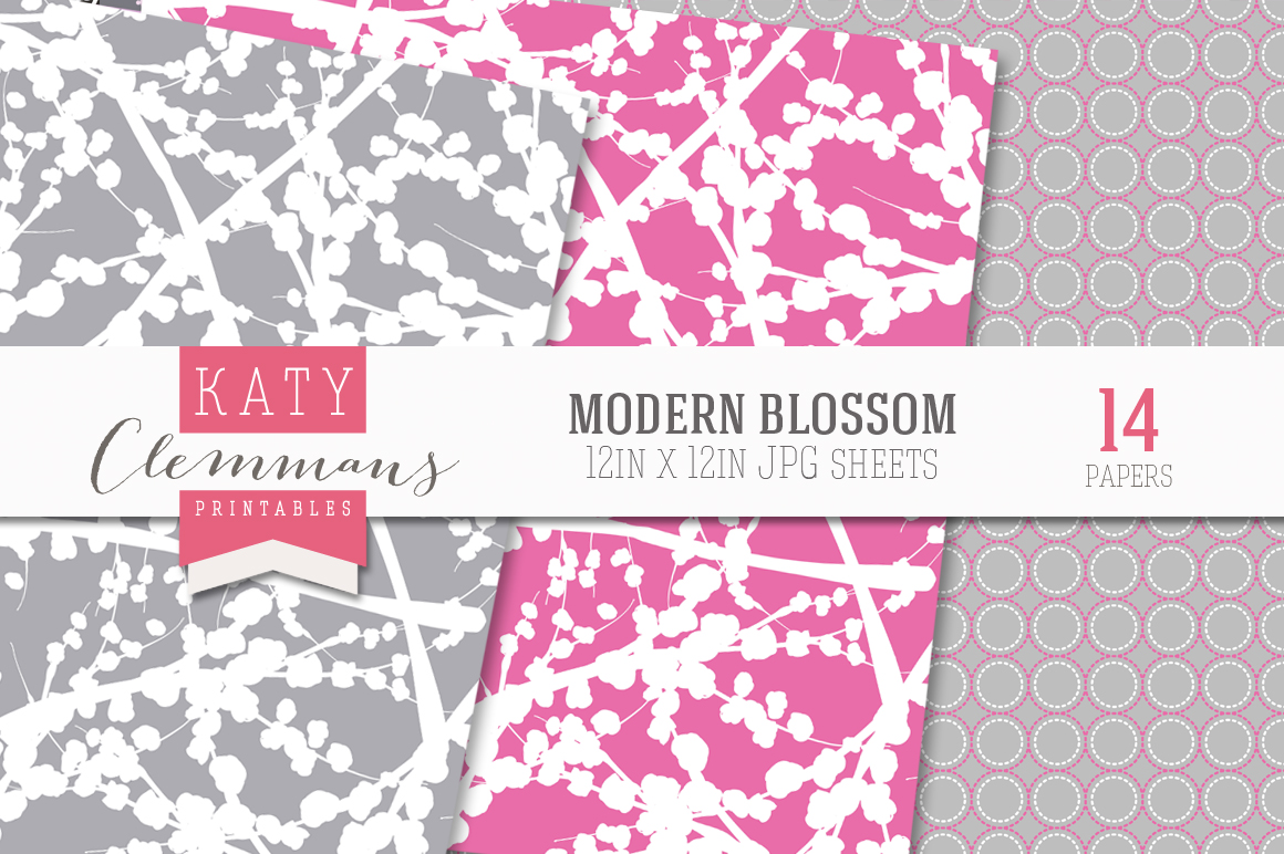 Modern Blossom patterned paper ~ Patterns on Creative Market