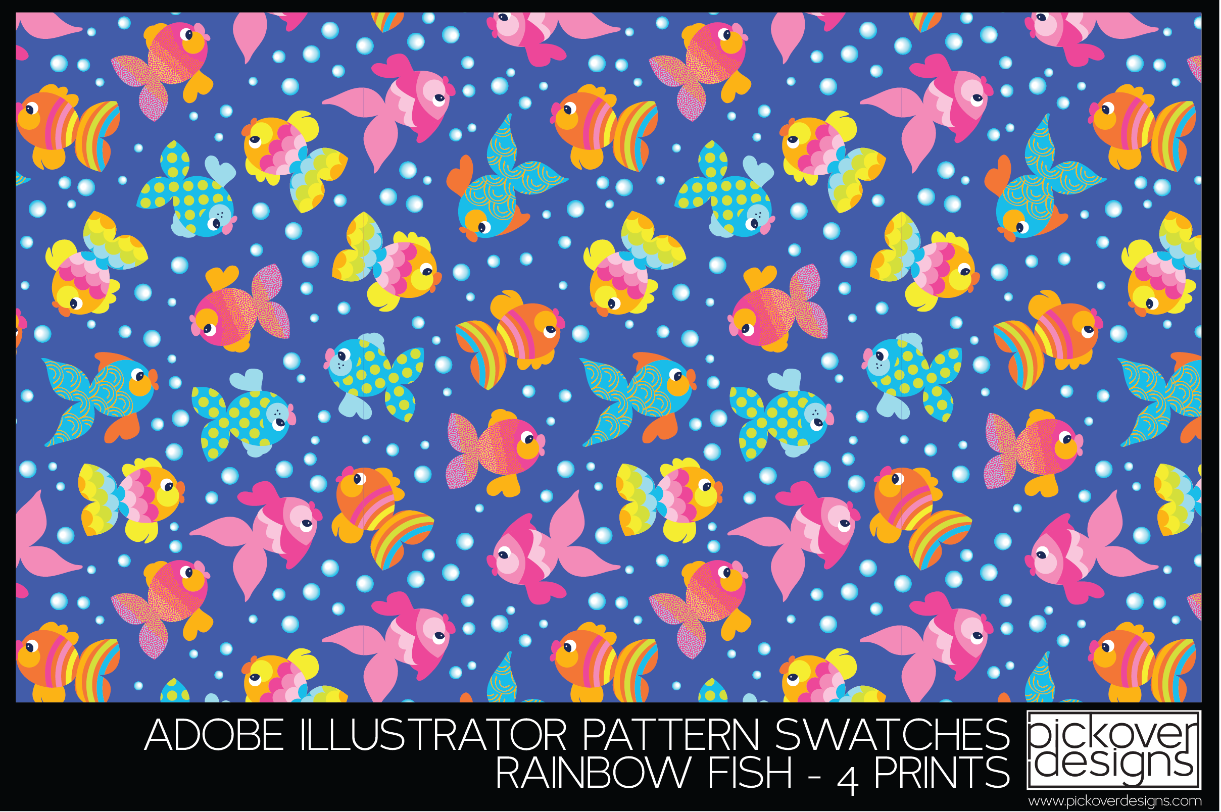 4 Rainbow Fish Print Swatches ~ Patterns on Creative Market