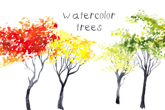 Watercolor Trees Clip Art ~ Illustrations on Creative Market