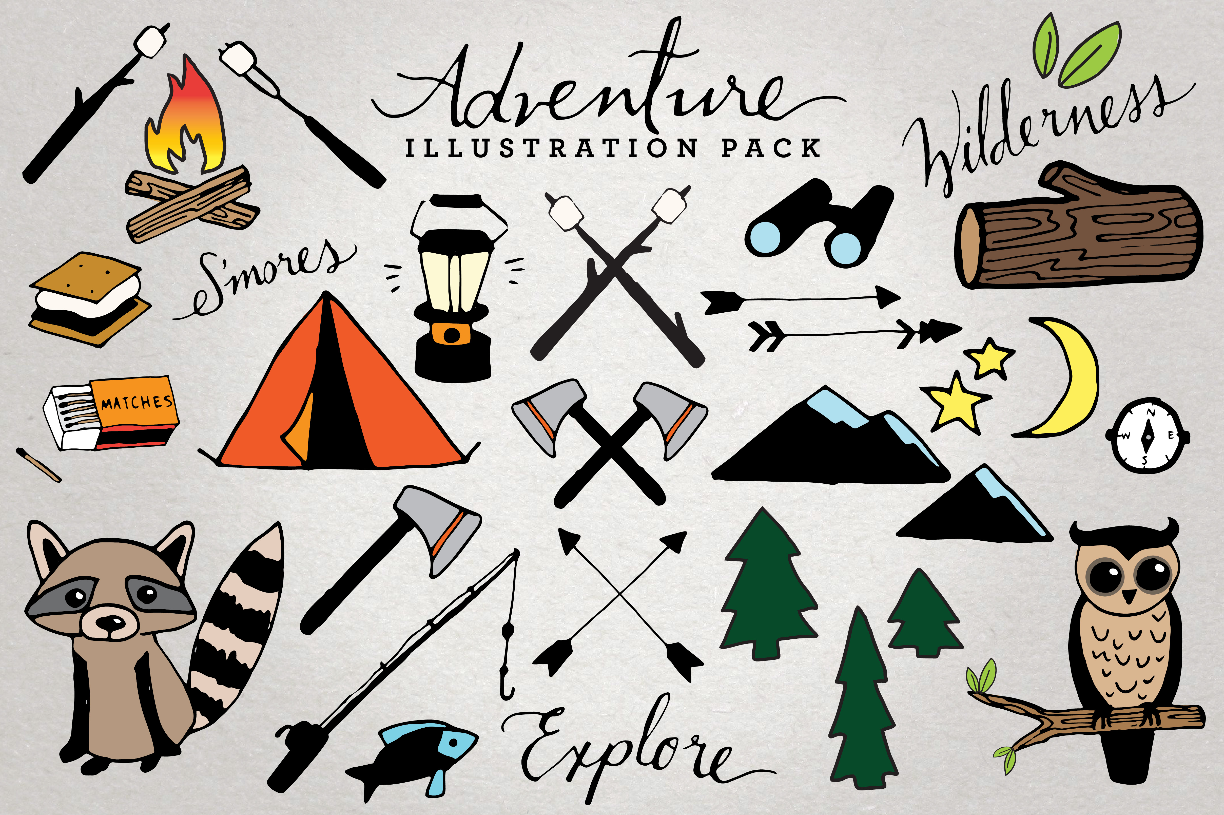 Adventure & Camping Illustration Set ~ Illustrations on Creative Market