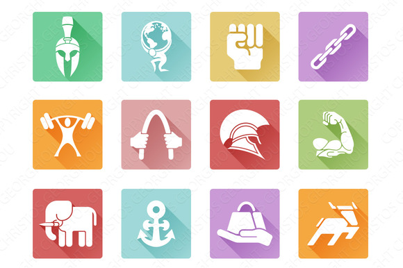 Strength icons flat, simple and fill ~ Icons on Creative Market