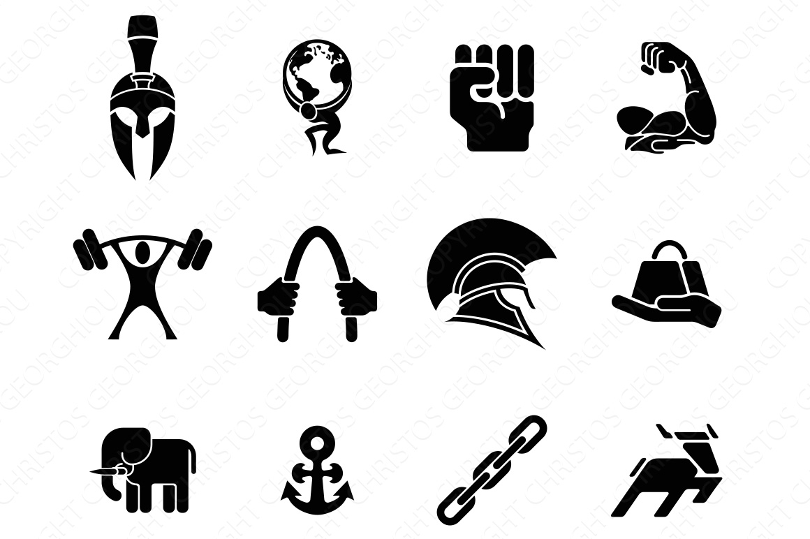 Strength icons flat, simple and fill ~ Icons on Creative Market