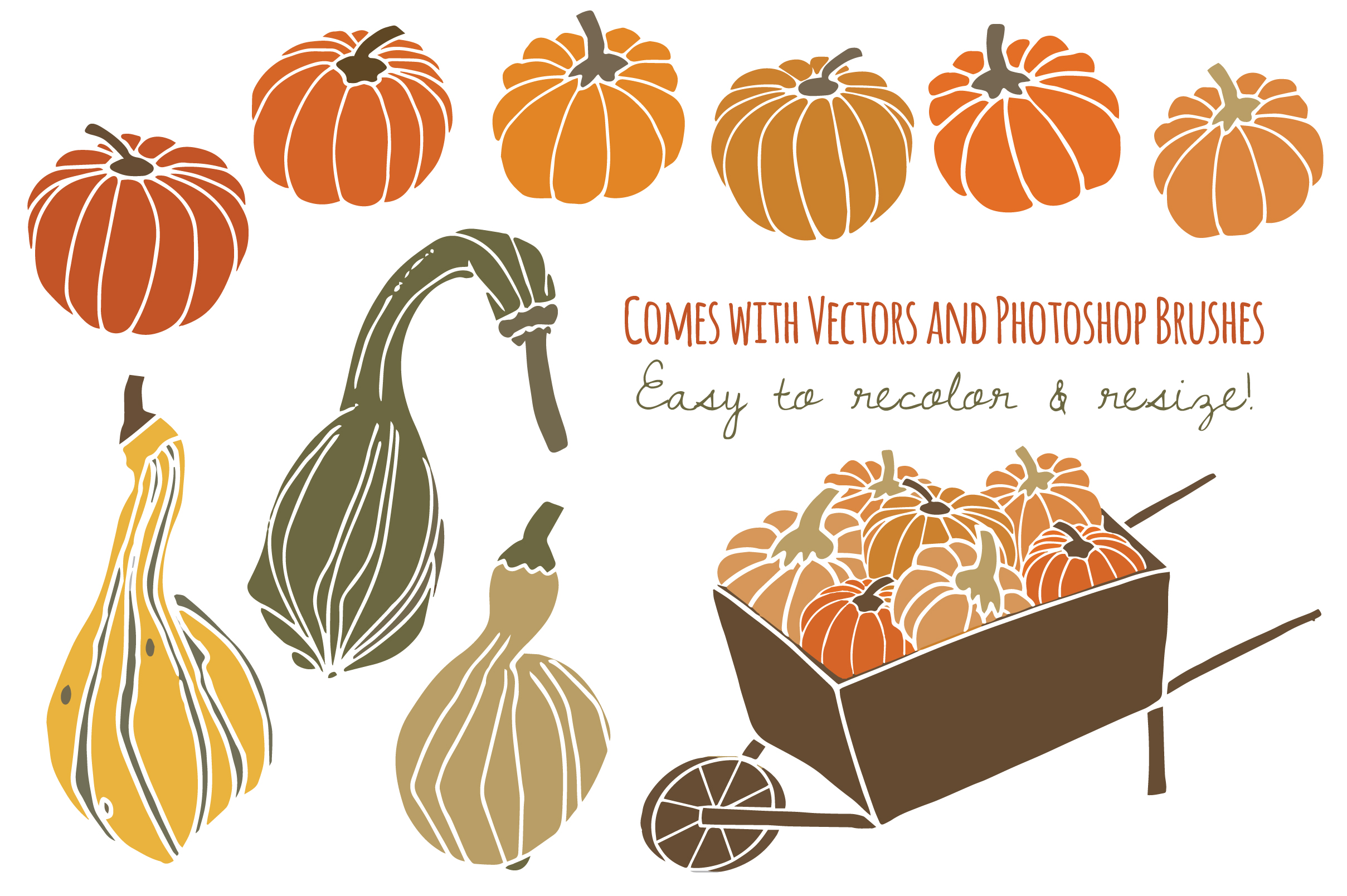 Pumpkins & Gourds Clip Art ~ Objects on Creative Market