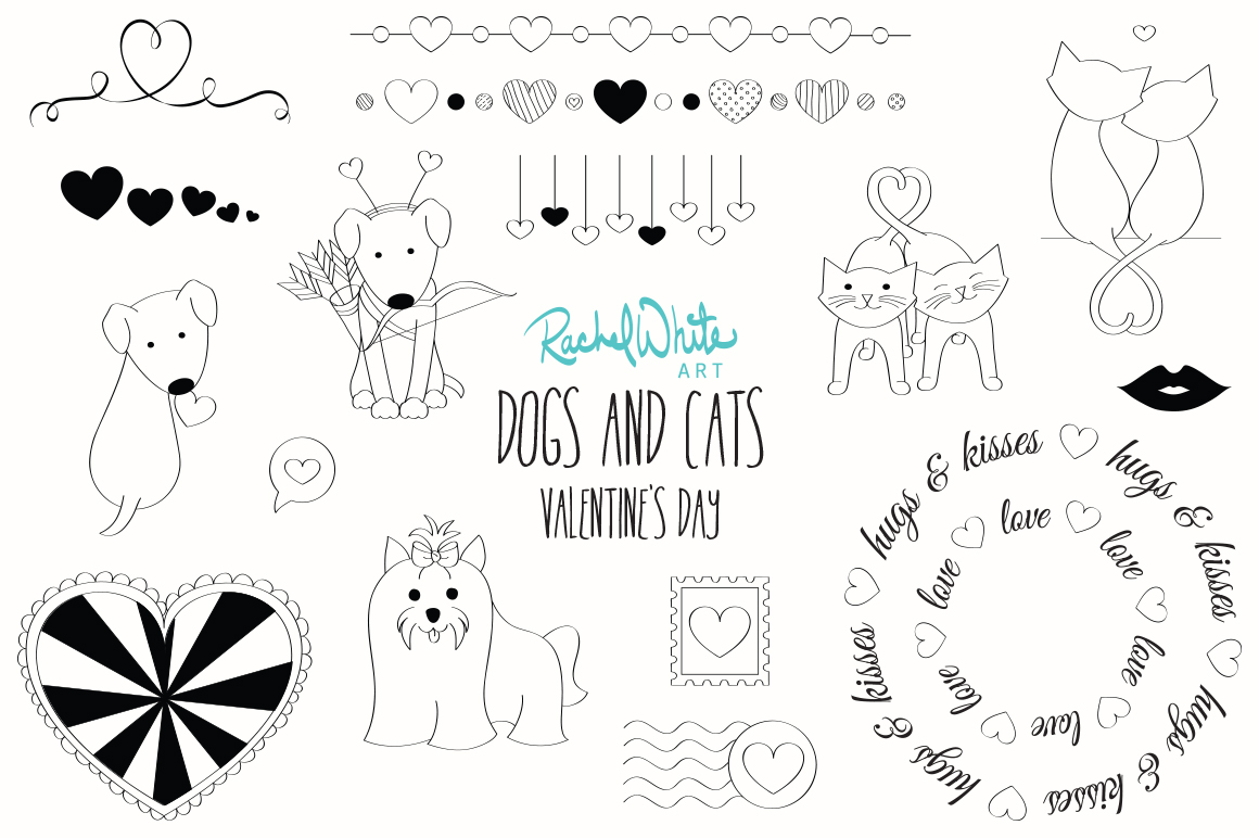 Dogs & Cats, Valentine's Day, Vector ~ Illustrations on Creative Market
